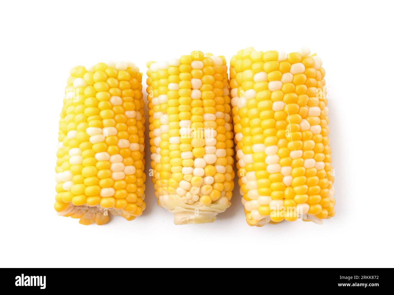 Boiled corn cobs on white background Stock Photo - Alamy