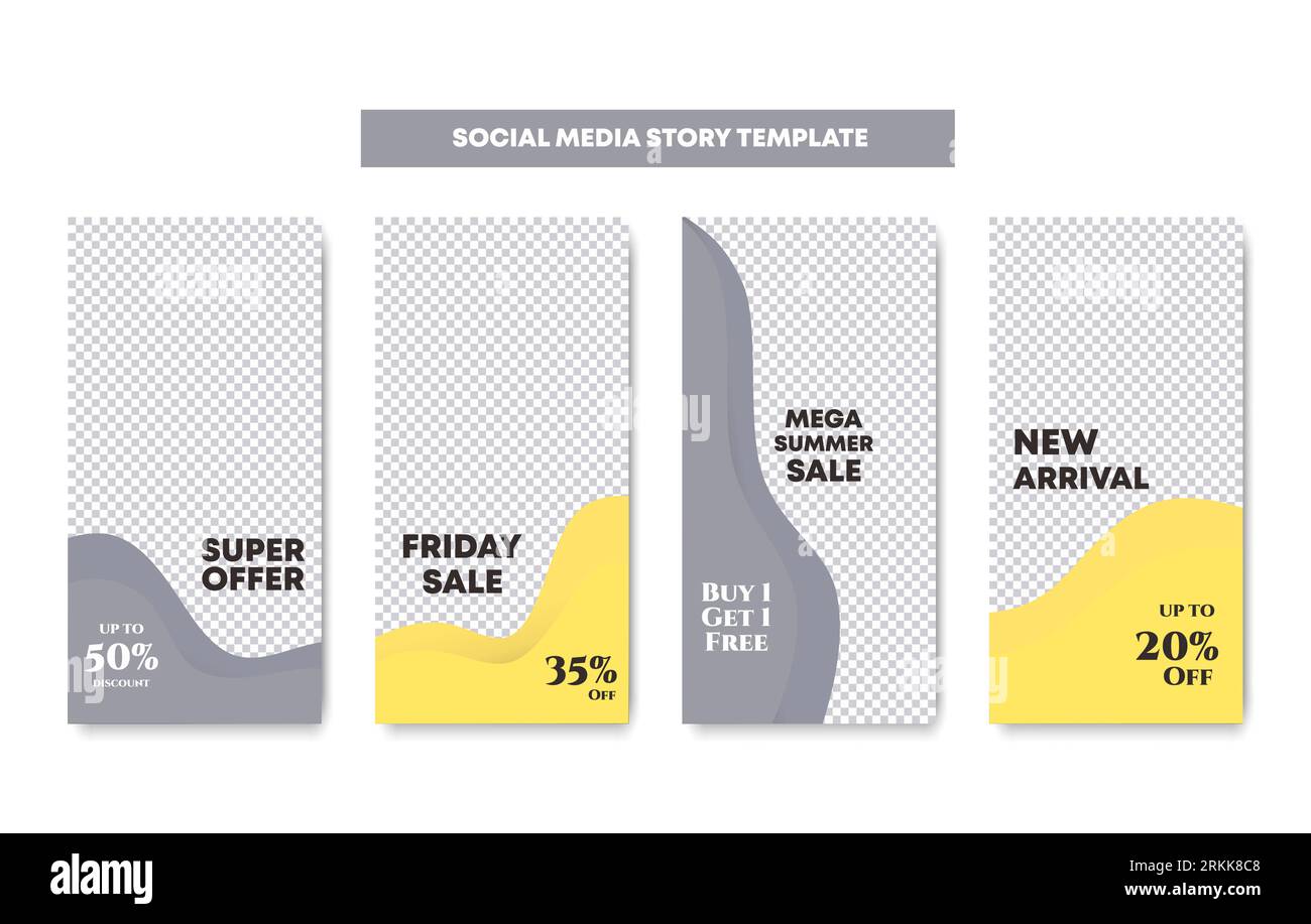 Colorful social media post abstract design template with yellow, grey ...