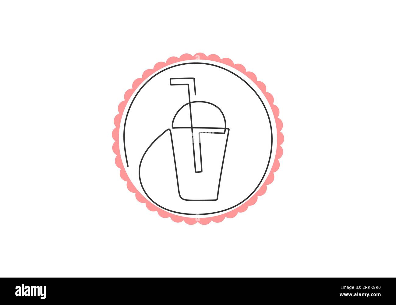 Continuous single line drawing of fresh ice drink in plastic cup for ...