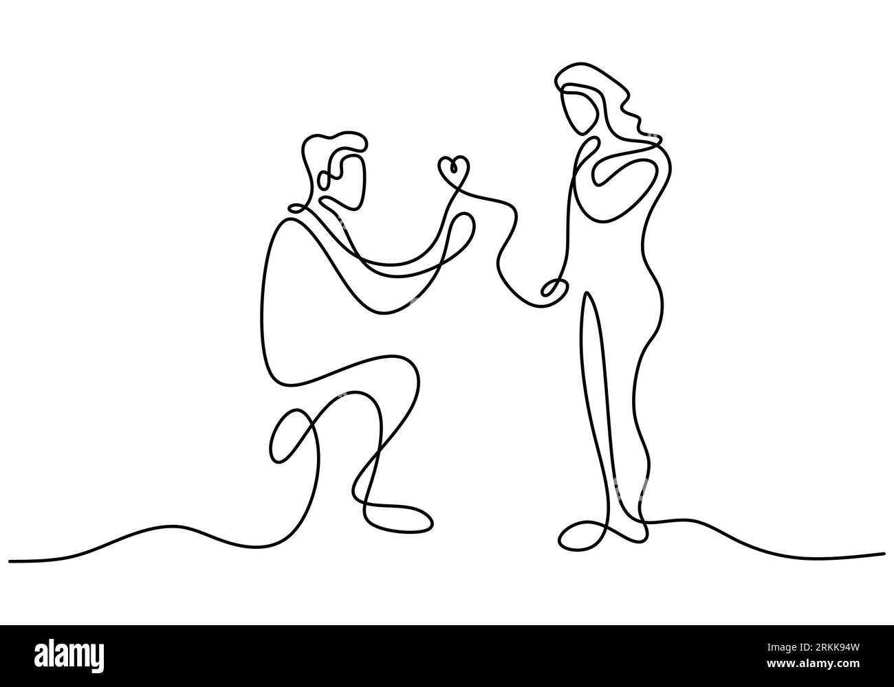 One continuous drawn line of the bride and groom of the husband and ...