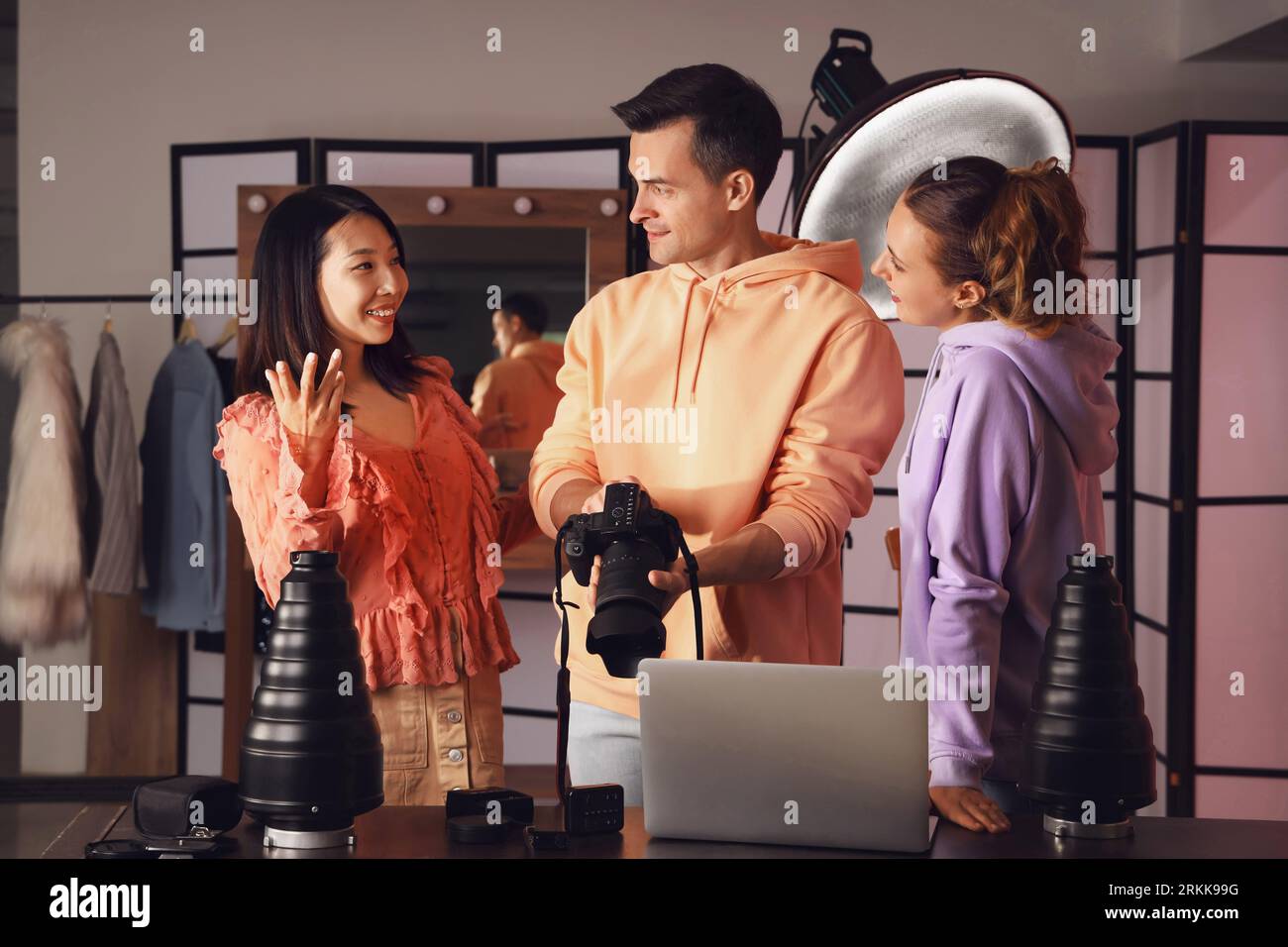 Professional photographer model assistant digital hi-res stock ...