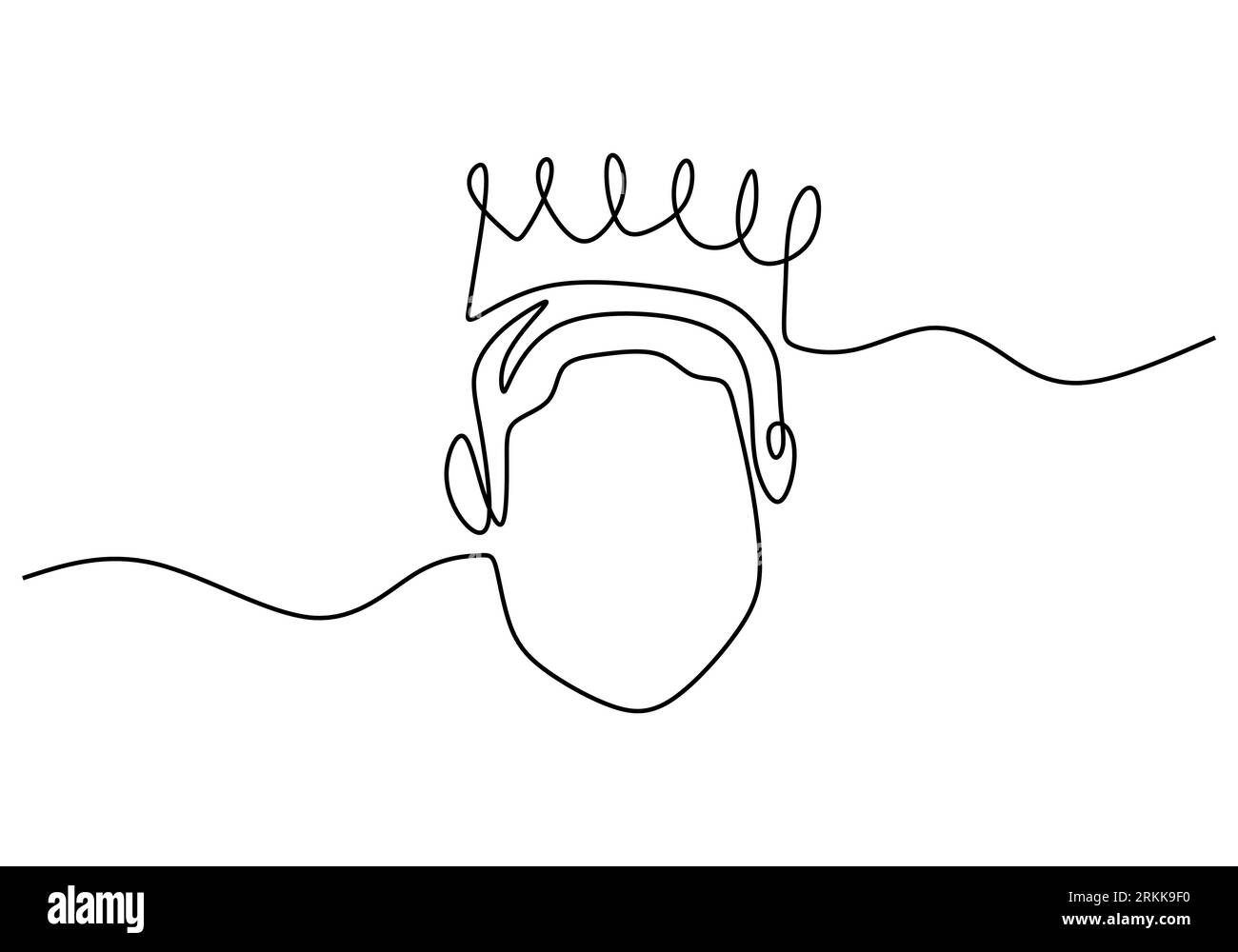 One continuous line drawing medieval historical european monarch king ...