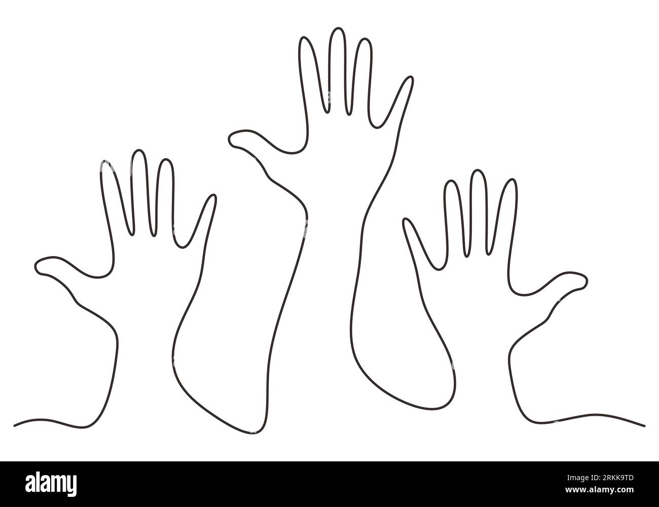 Continuous one single line drawing of human hands. A symbol of ...