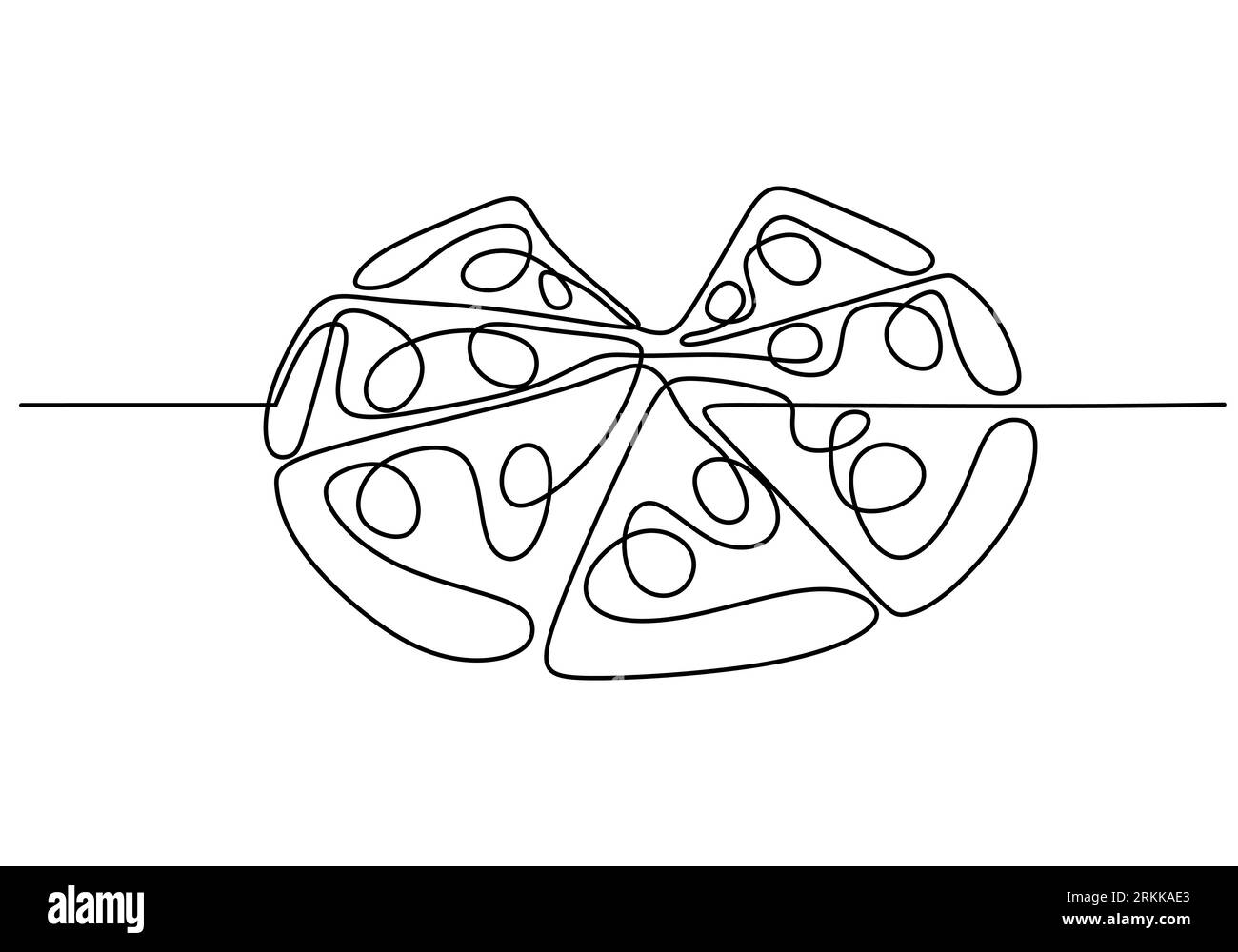 Single continuous line of pizza. Pizza fast food in one line style ...