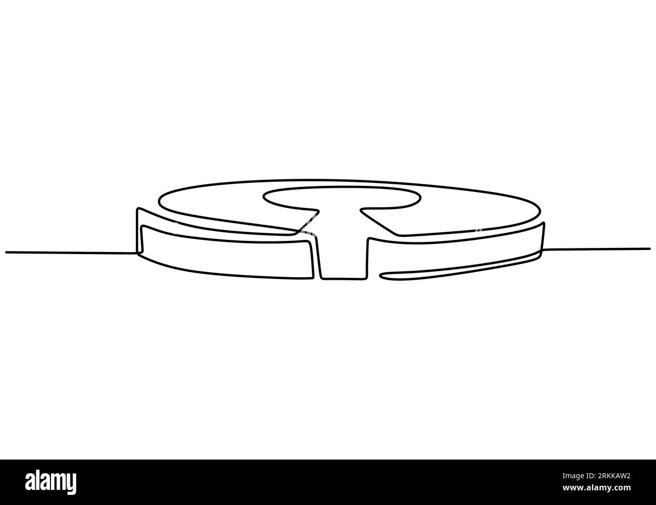 Continuous one line of football stadium. Football stadium in single ...