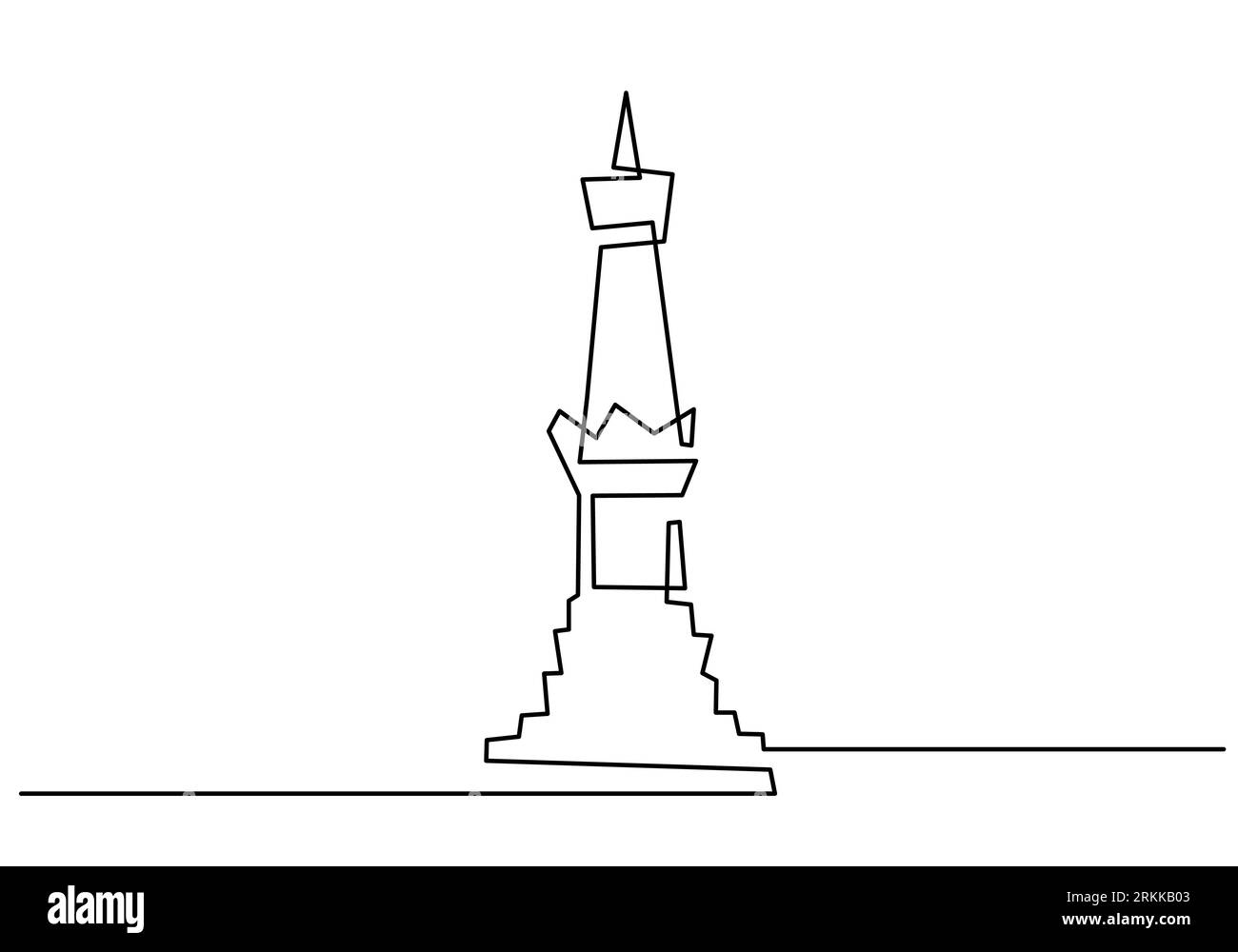 Continuous line of traditional tower. One single line of classic tower ...