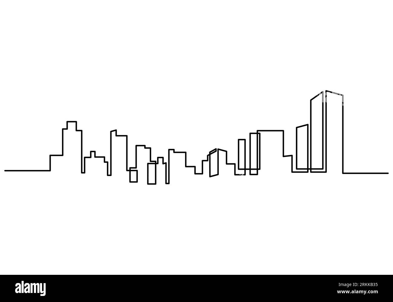 One continuous line drawing hotel, buildings, towers, skyline. Landmark ...