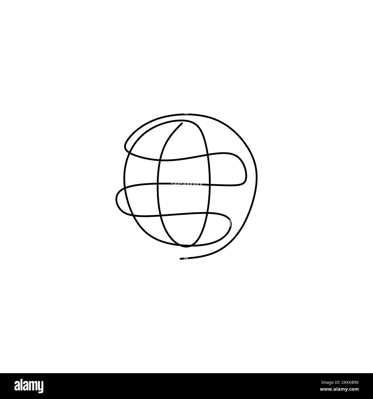 Continuous one line of globe icons. Globe logo in single line style ...