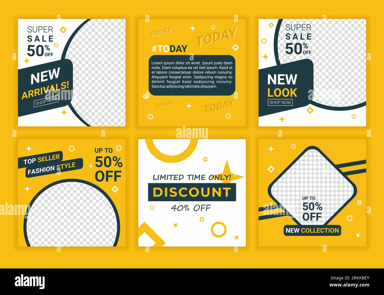 Creative design fashion sale social media post template collection with ...