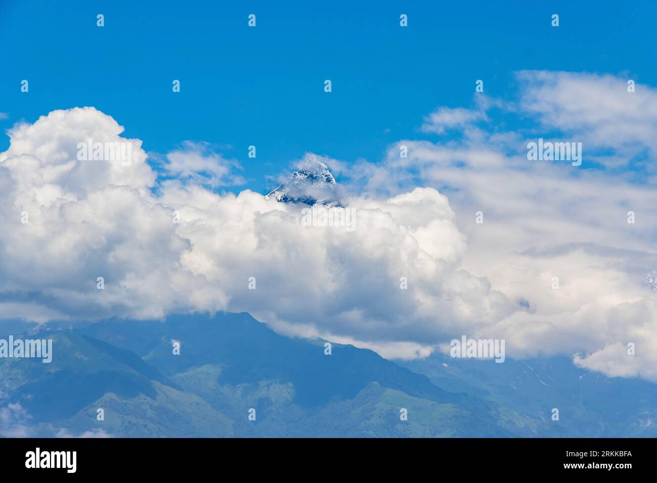 Machhapuchhare aka Mt. Fishtail in the Himalayas of Nepal captured from ...