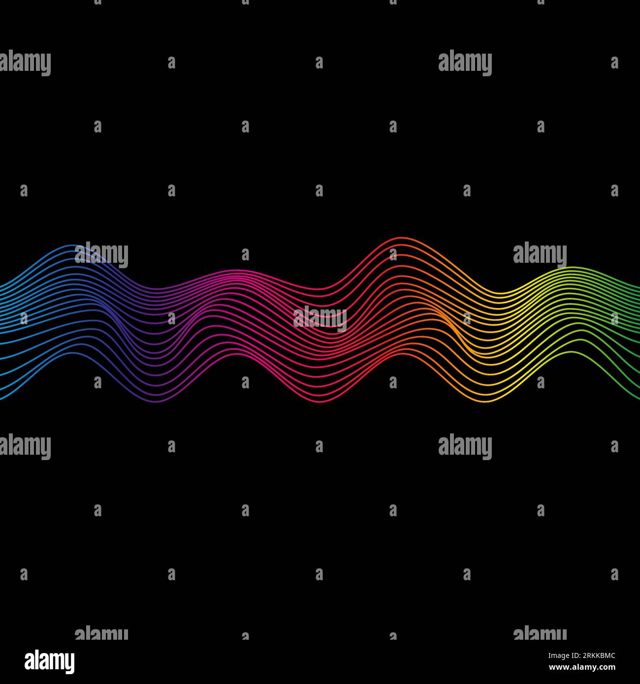 Sound wave rainbow wavy line gradients. Radio frequency. Abstract ...