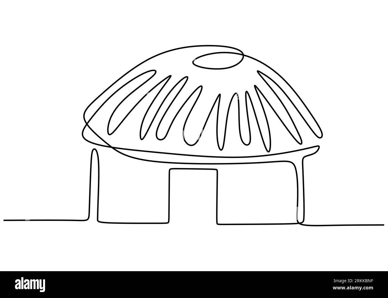 Continuous one line of traditional asian building. Classic home in ...