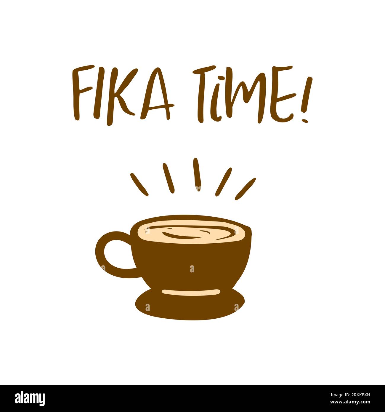 Coffee shop poster with cup and fika time words isolated on background Stock Vector Image & Art ...