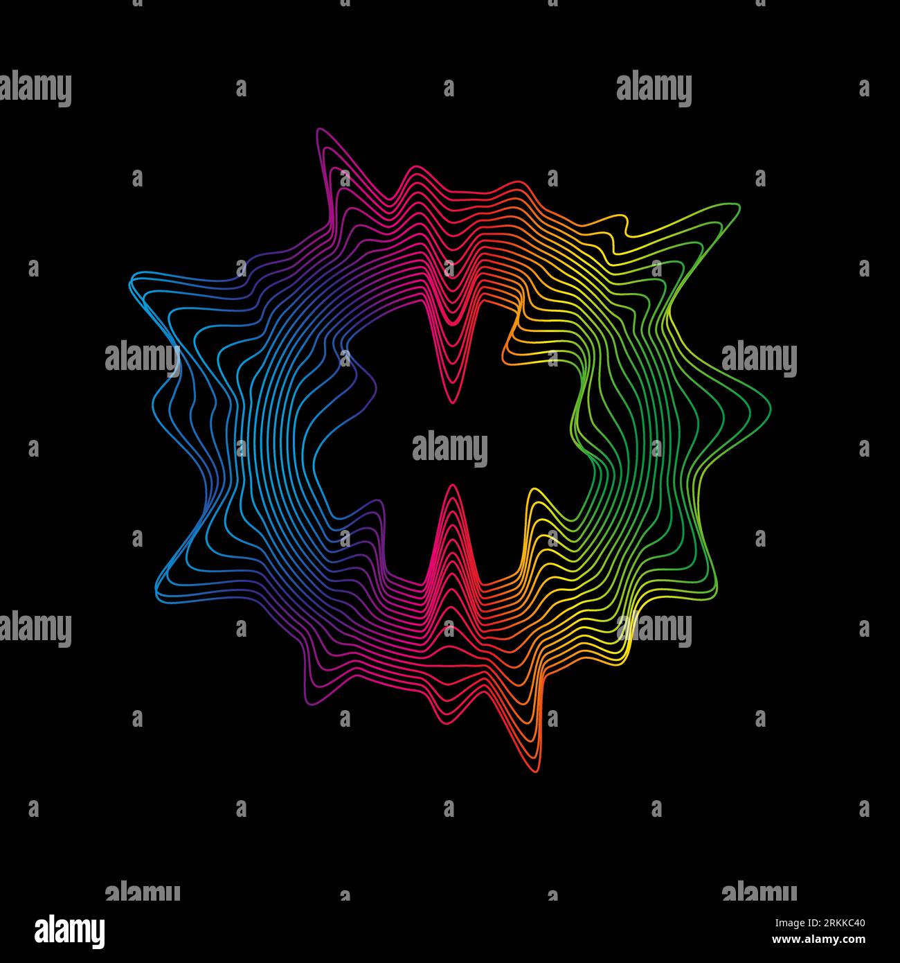 Sound waves rainbow circle shape. Abstract geometric linear wavy shape ...