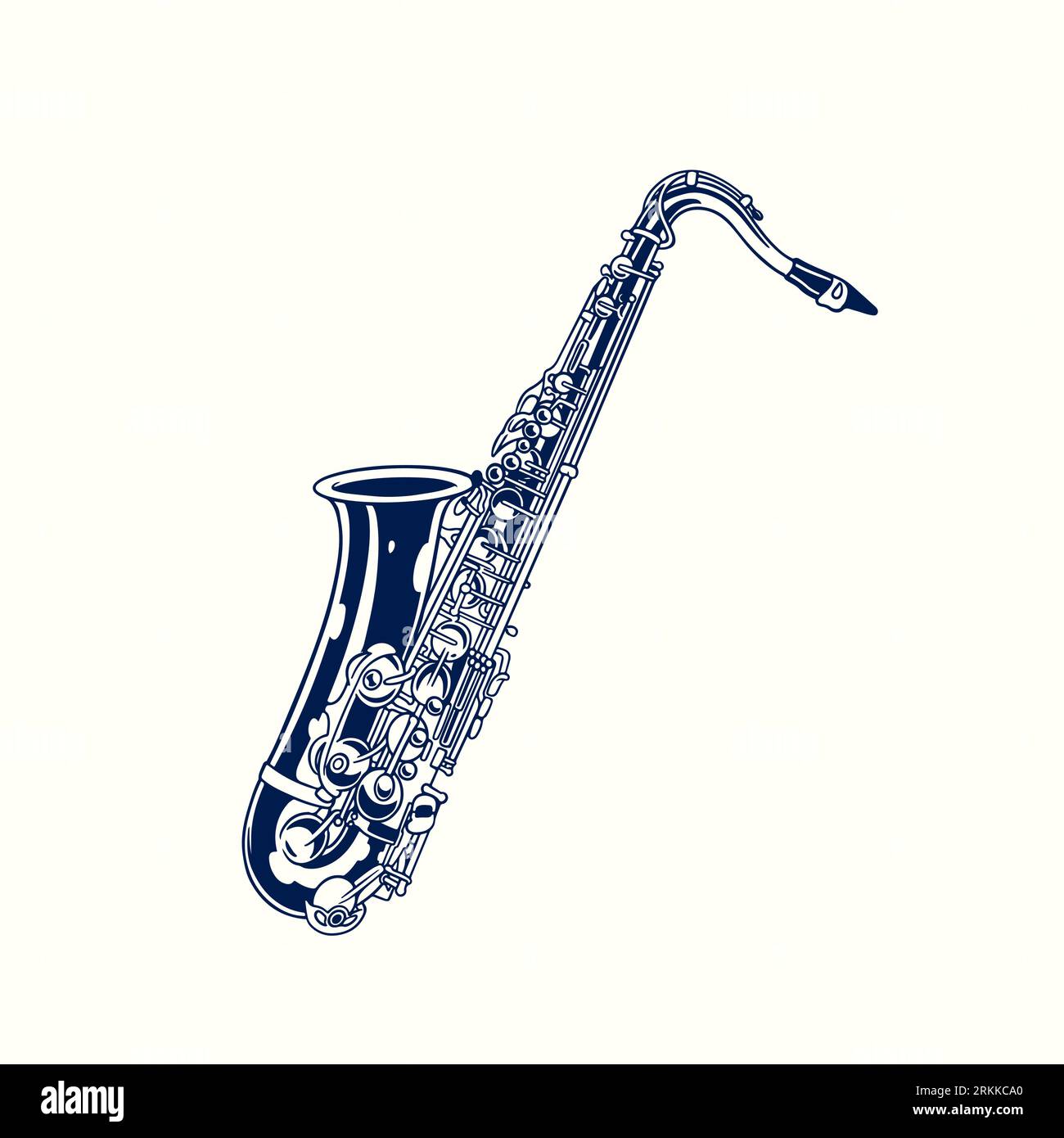 Saxophone hand drawn sketch retro design. Classical jazz music ...