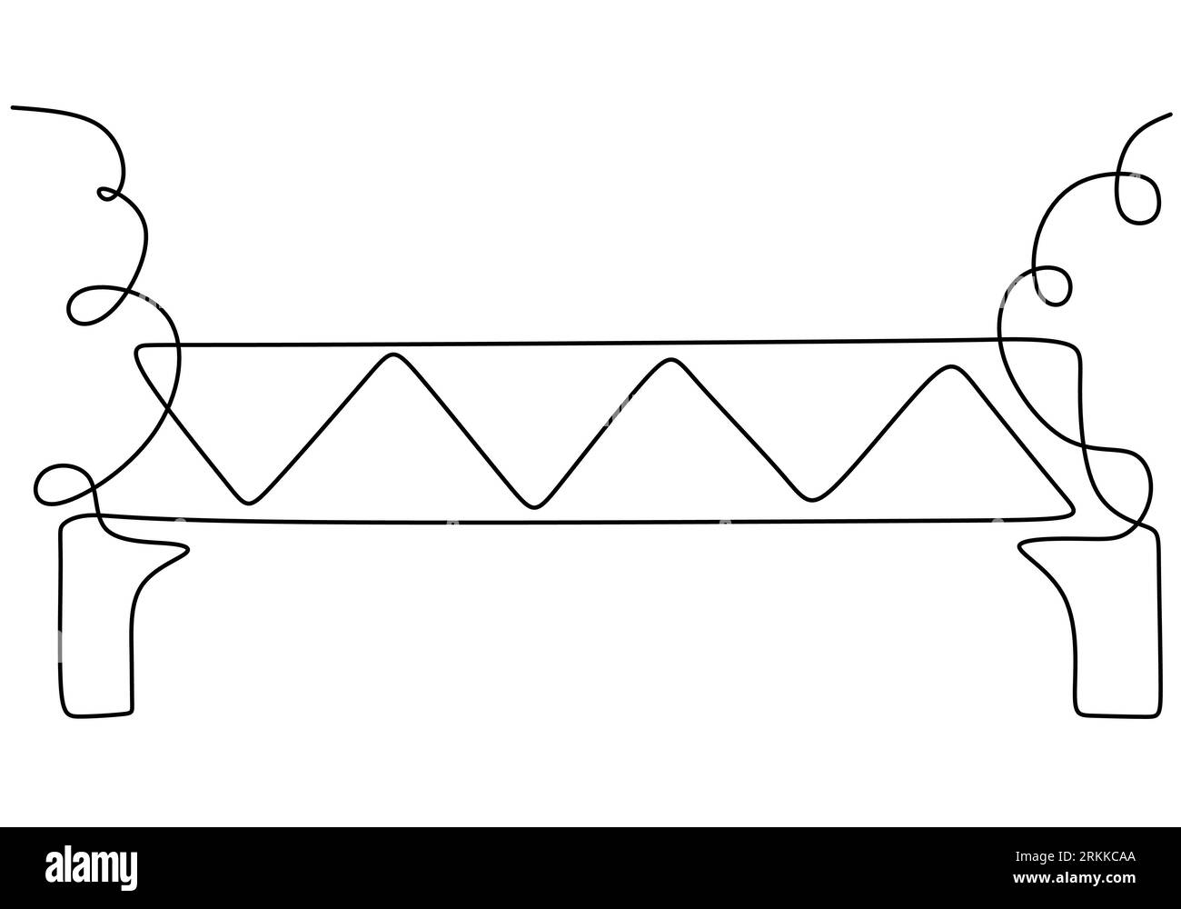 Giant bridge over river. Continuous one line of bridge drawing design ...