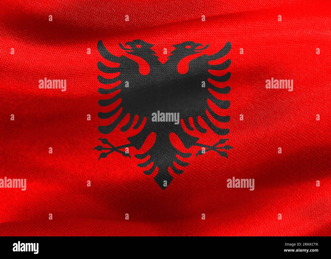 Albania Flag - Realistic Waving Fabric Flag Stock Photo - Alamy