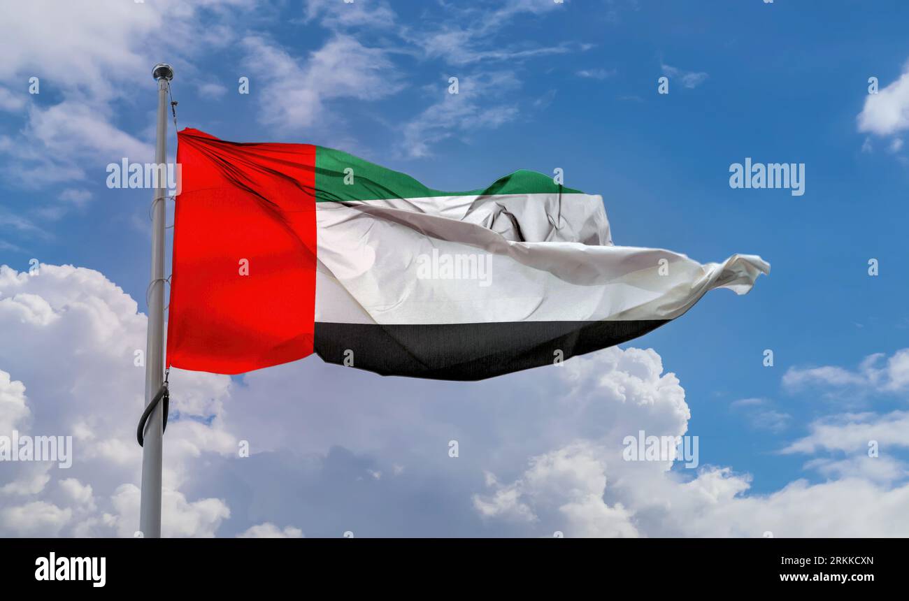 United Arab Emirates Flag - Realistic Waving Fabric Flag Stock Photo ...