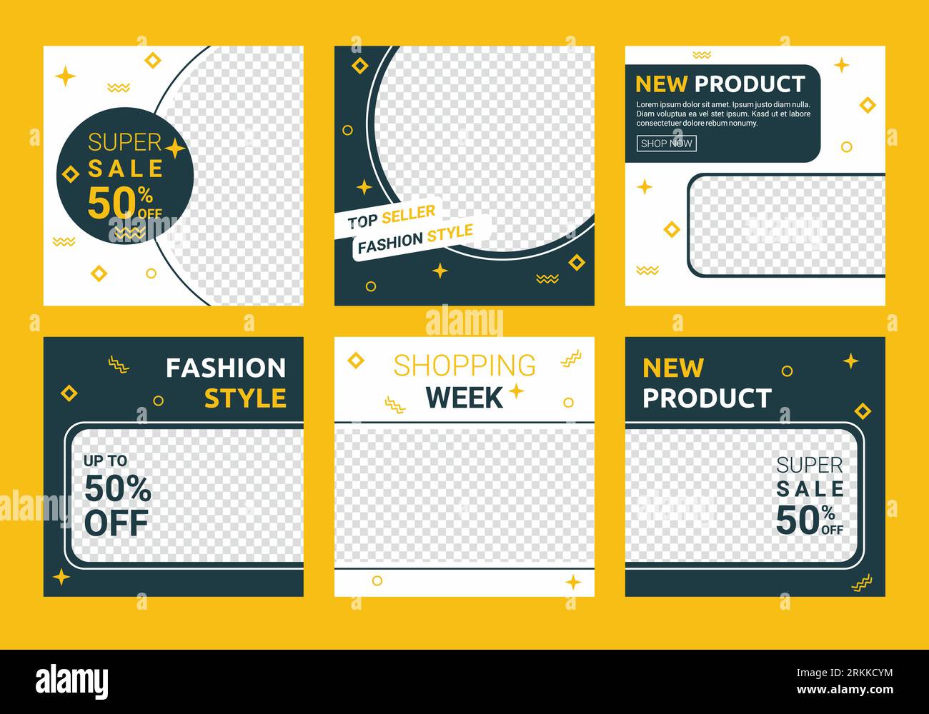 6 Set of editable social media feed post square style photo collage ...