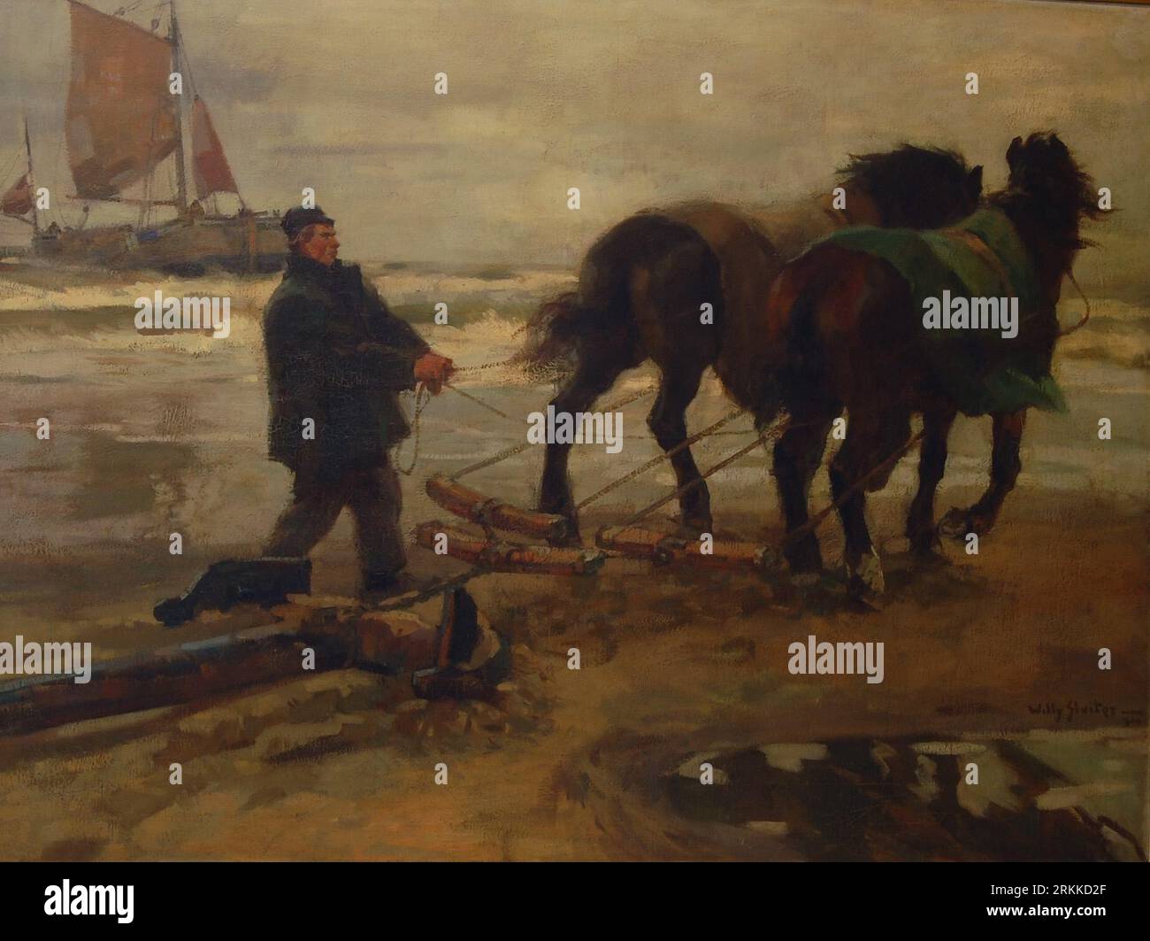 Working Horses on the Beach 1909 by Jan Willem Sluiter Stock Photo - Alamy