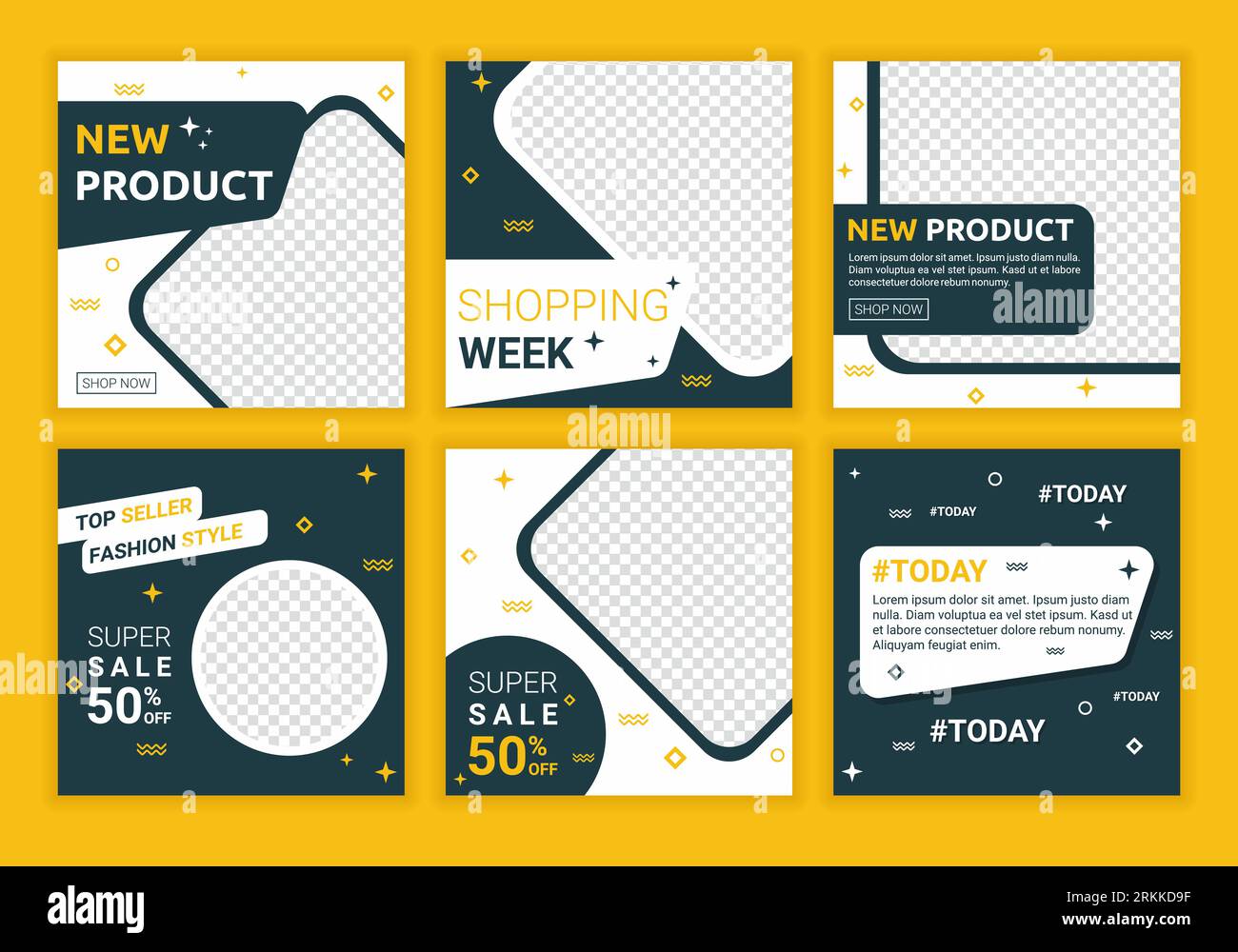 Trendy editable template for social networks feed posts collection ...