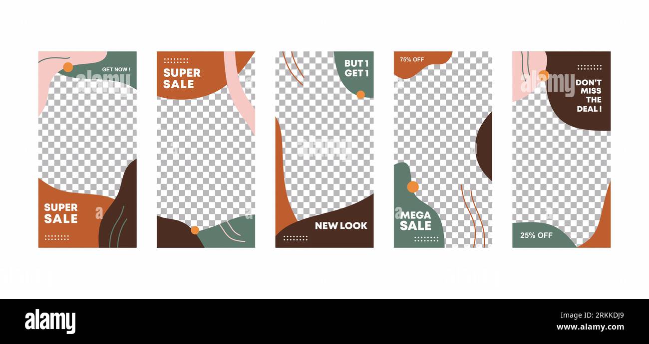 6 set of ig stories frame template design. Brown and grey abstract ...