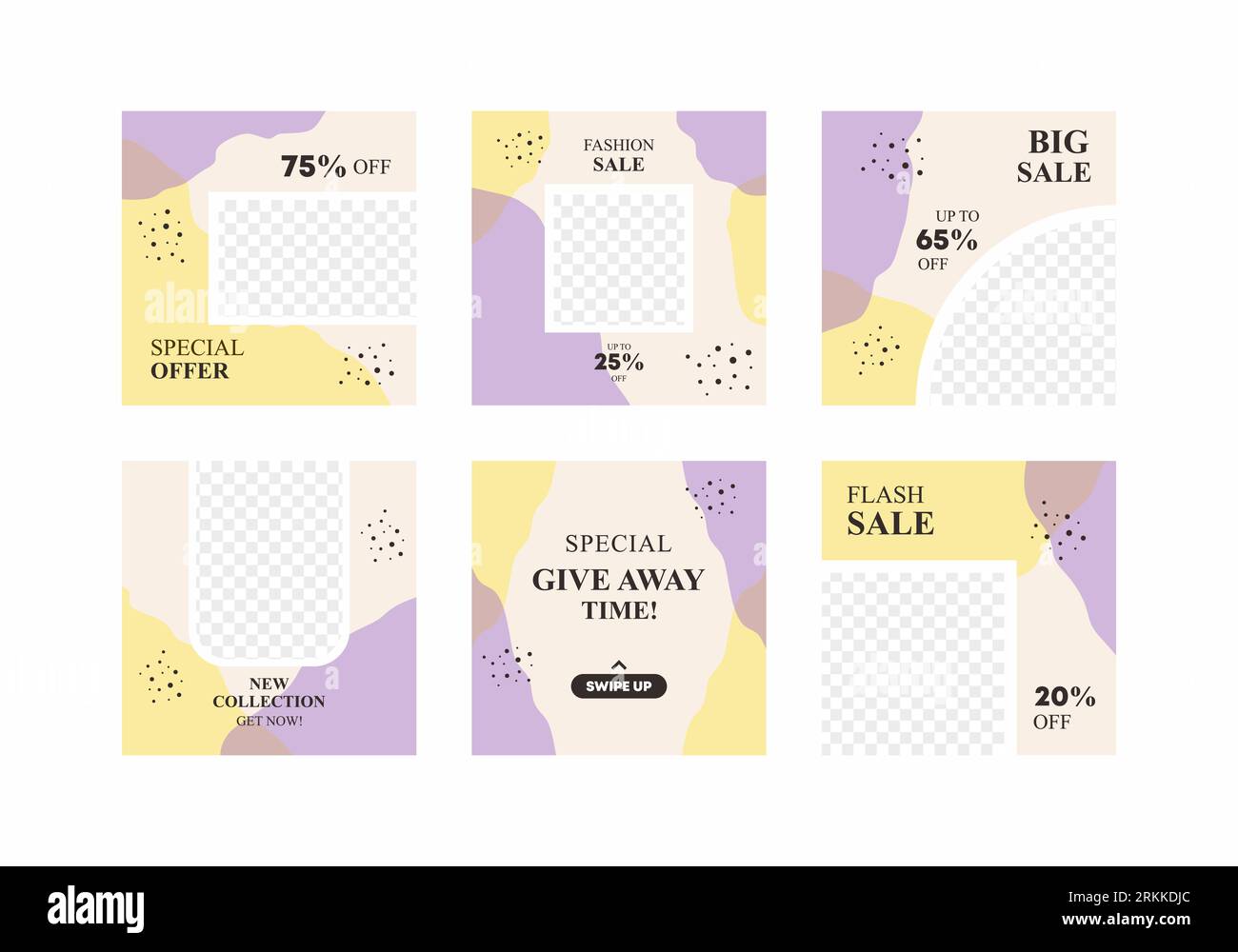 Set of design backgrounds for social media feed and post with ...