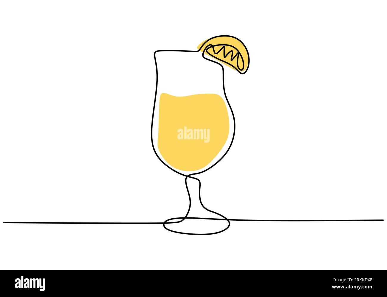 Continuous one line drawing of orange juice splash in glass. Fresh ...