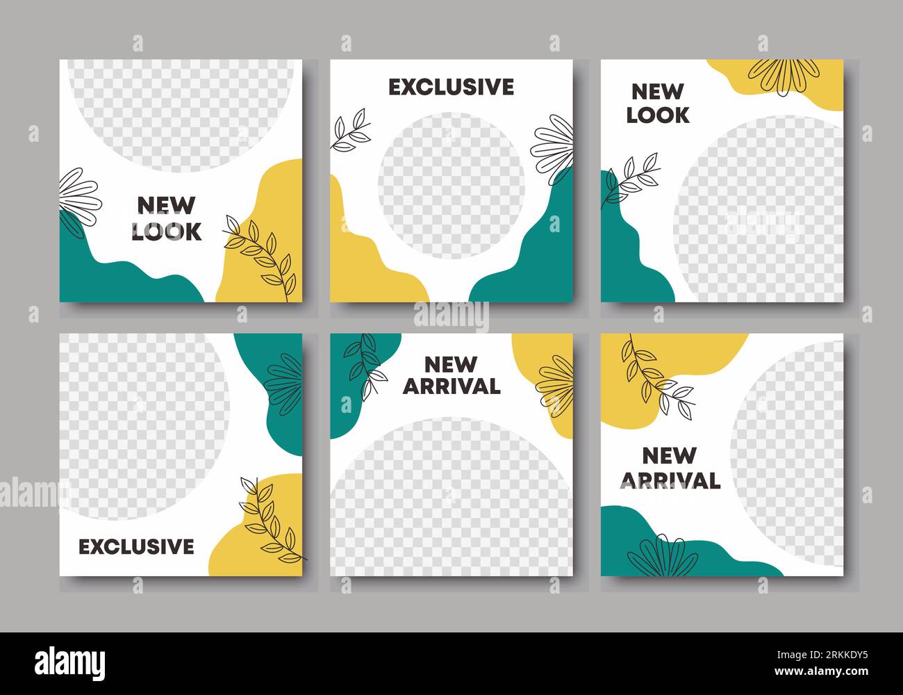 Bundle social media post template in abstract puzzle minimalist style ...