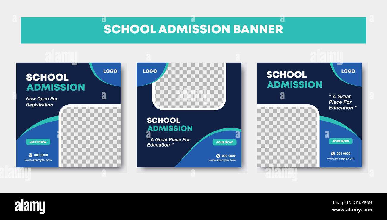 Set of Editable school education admission cover layout and web banner ...