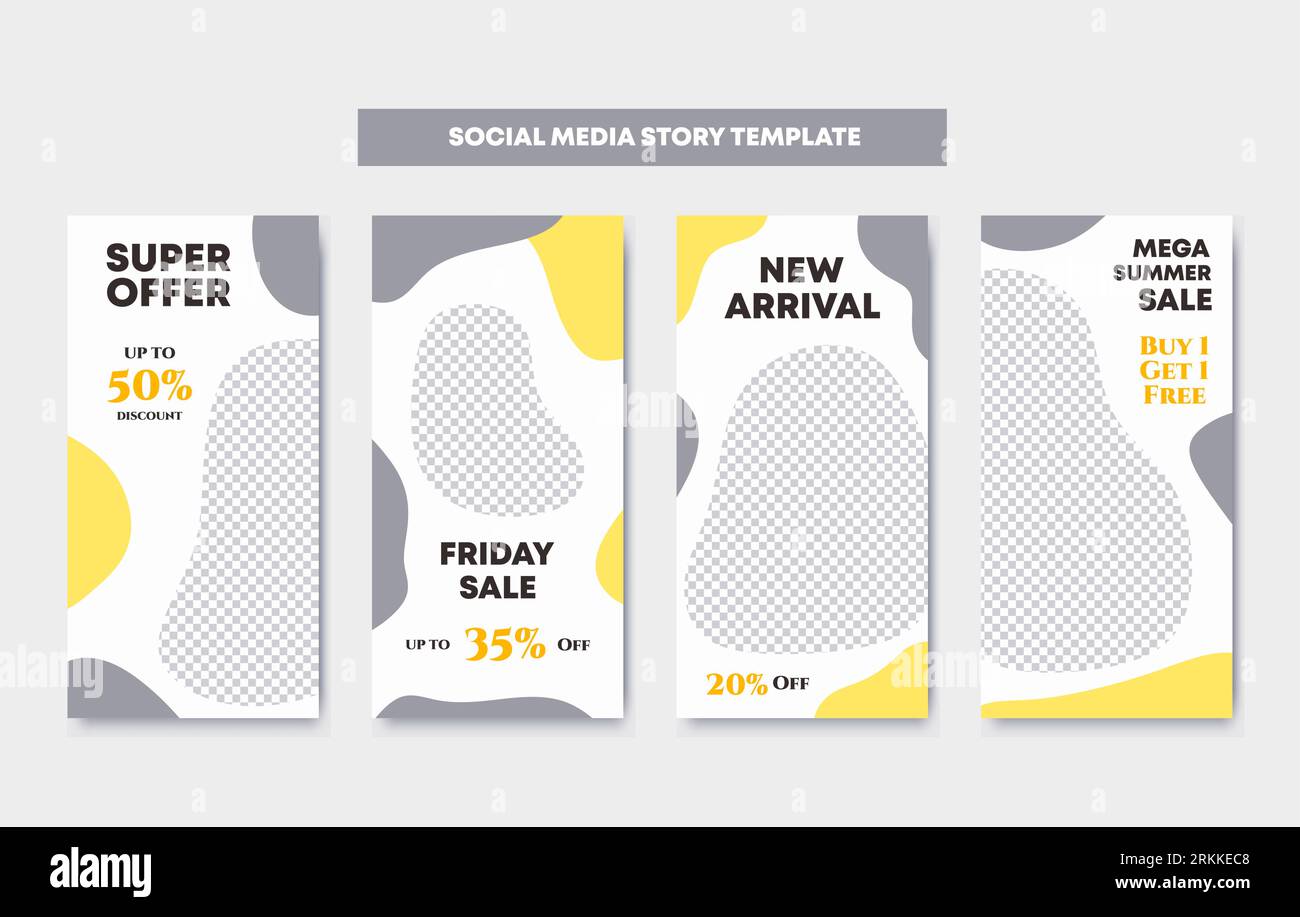 Colorful social media post abstract design template with yellow, grey ...