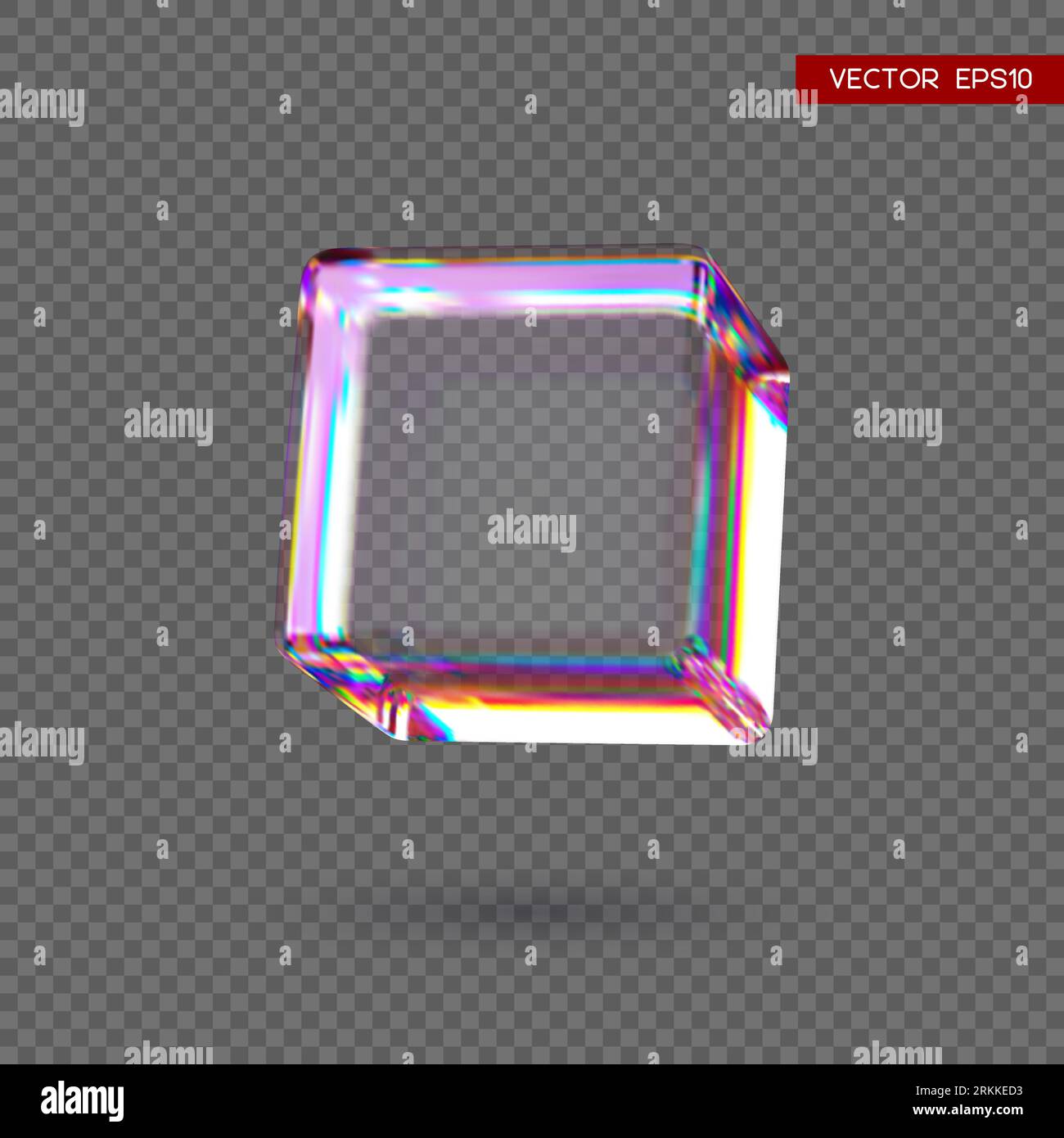 3d transparent glossy cube with dispersion effect Stock Vector Image ...