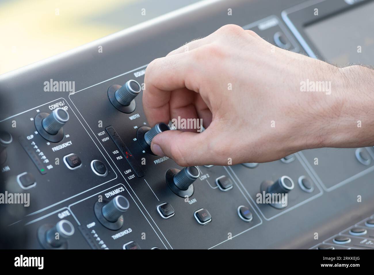 Sound Engineer Operating Professional Sound Mixer at Live Concert, Hand ...