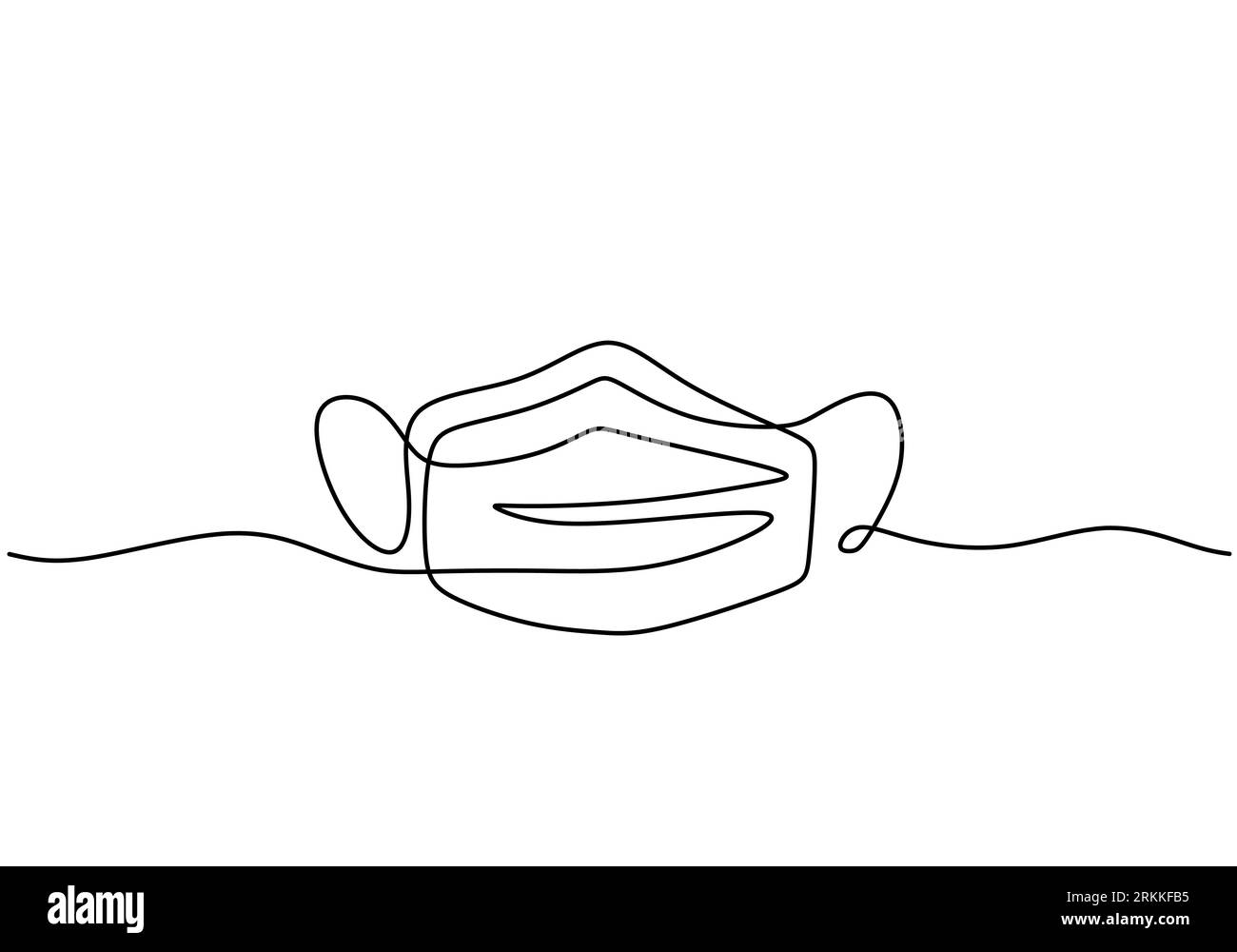 Continuous one line drawing of face mask isolated on white background ...