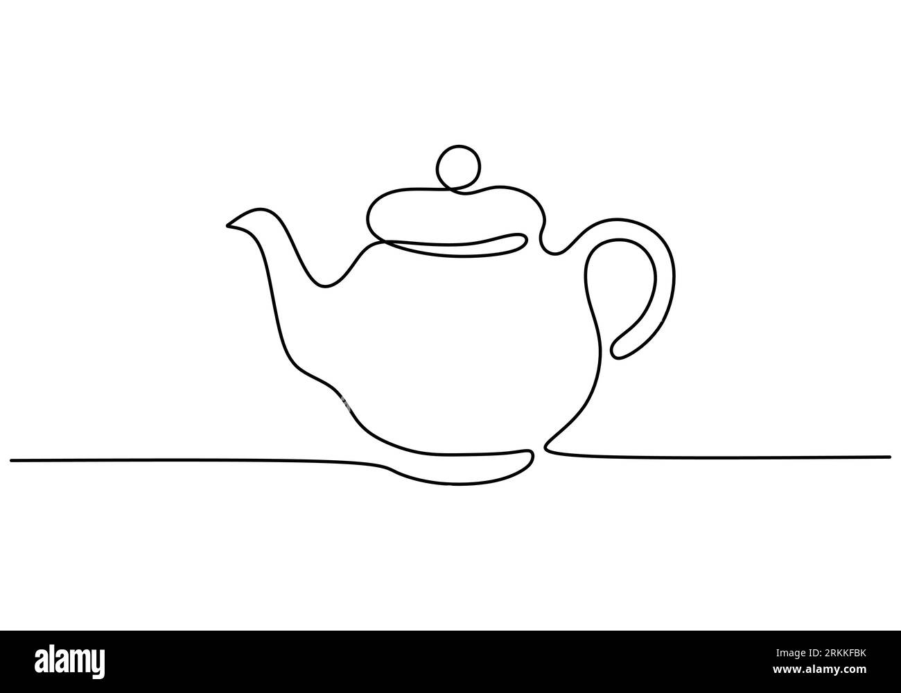 Continuous line drawing of teapot. Vintage kettle with handle isolated ...