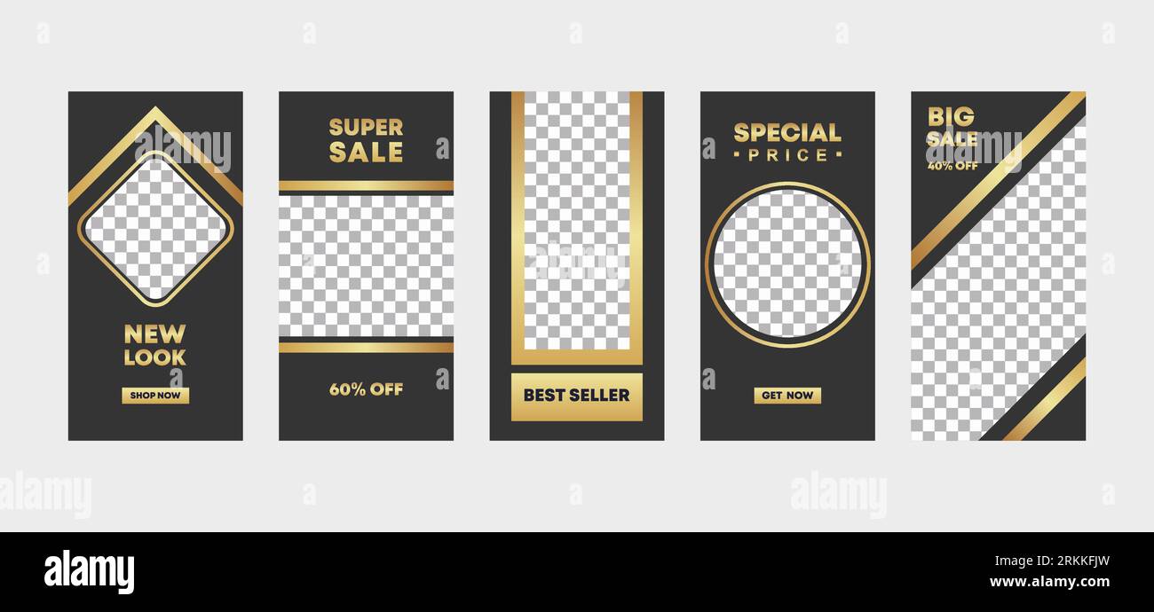 5 a bundle of social media ig stories template design with frame in ...