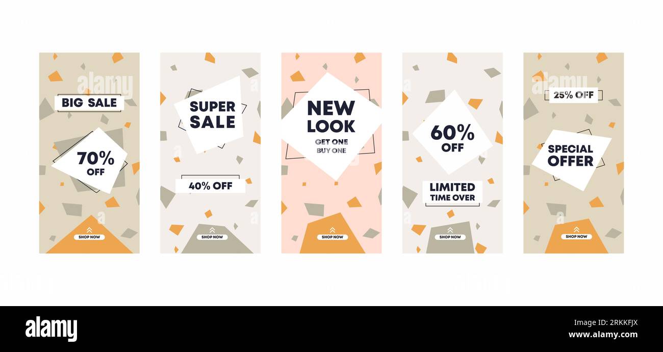 5 Set of editable social media ig story template design frame ...