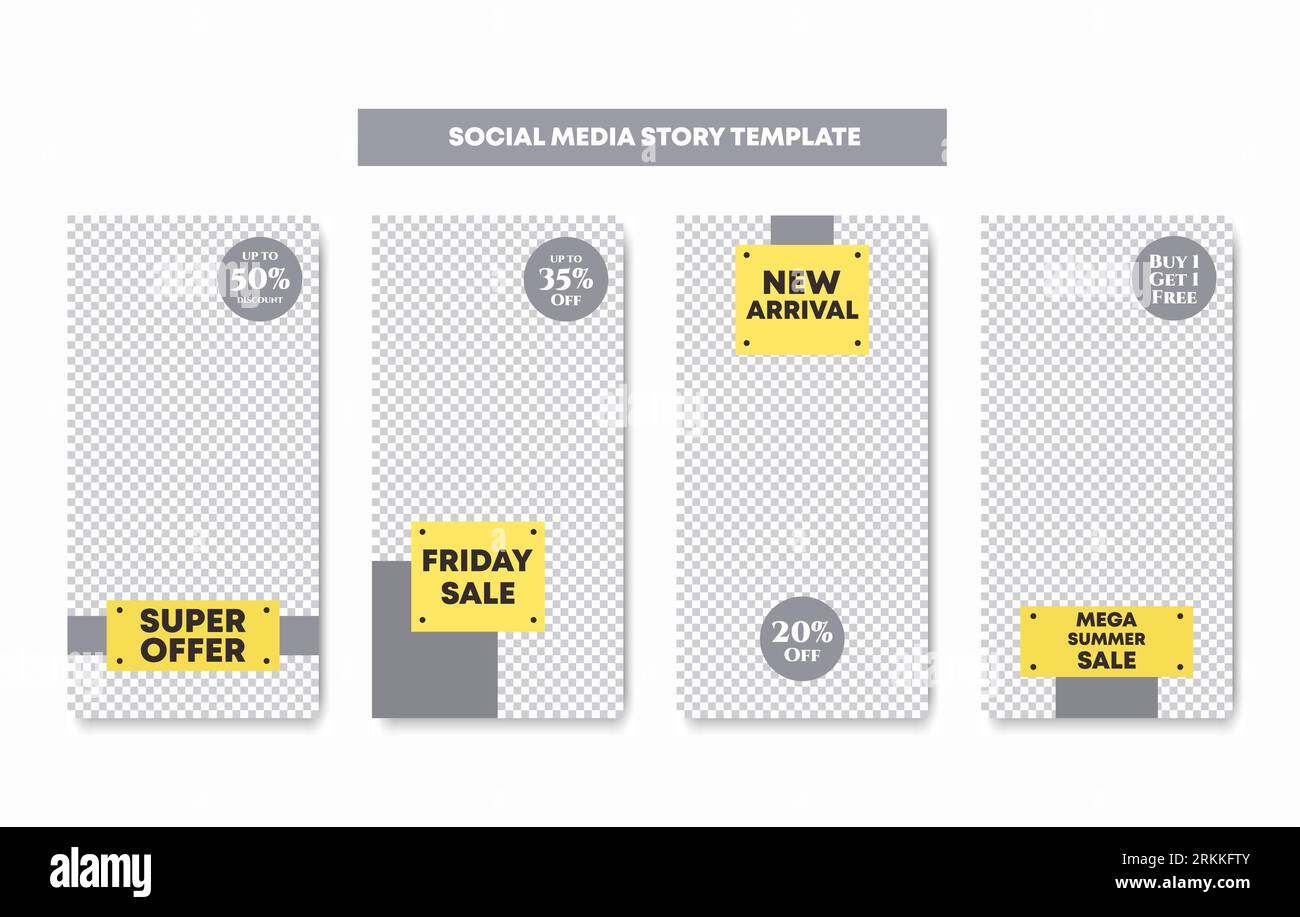 Set of social network story layouts with yellow and grey pastel colors ...