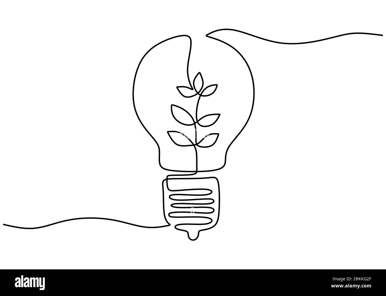 Continuous one line drawing of electric light bulb isolated on white ...