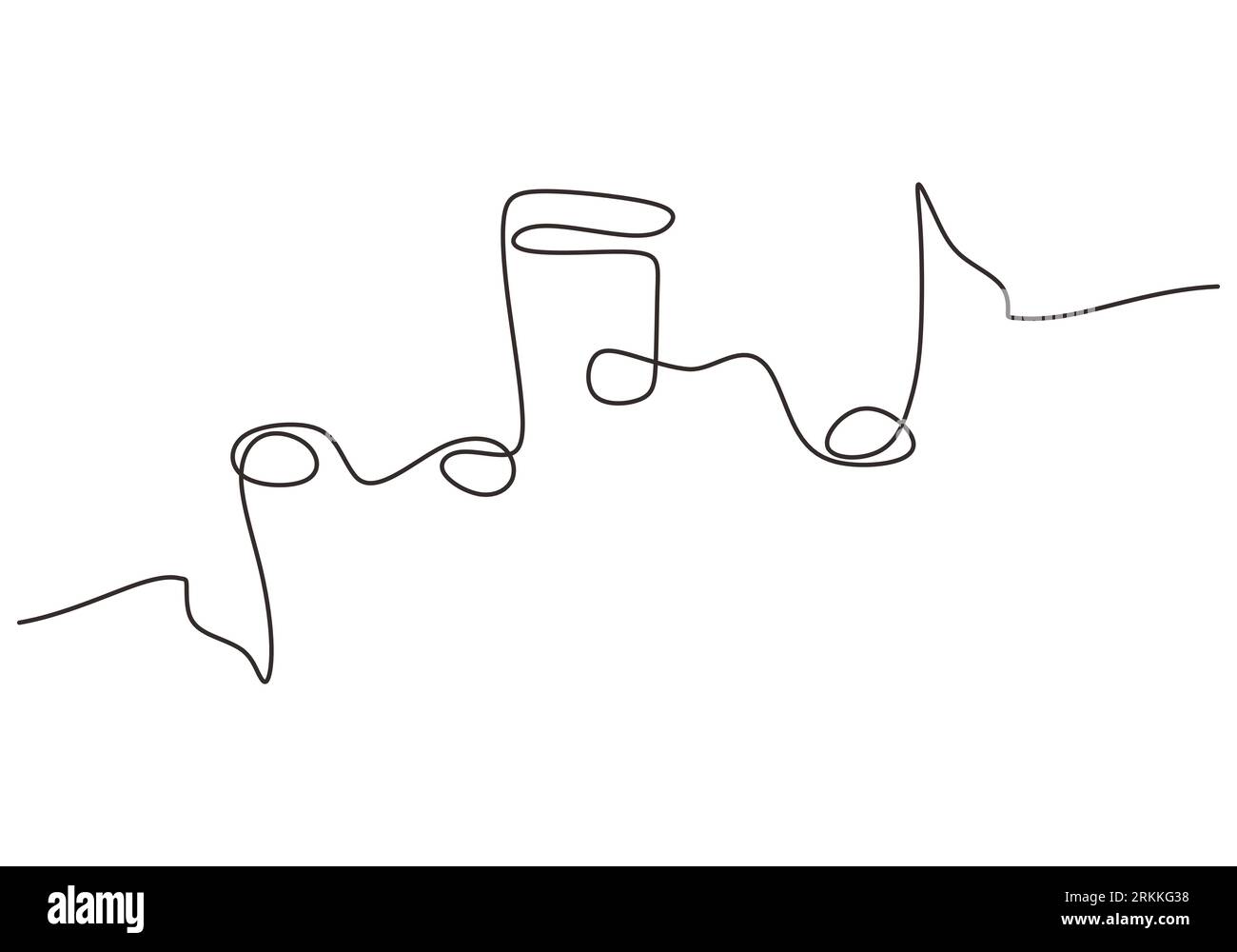 One continuous line art drawing music note vector illustration. A sign ...