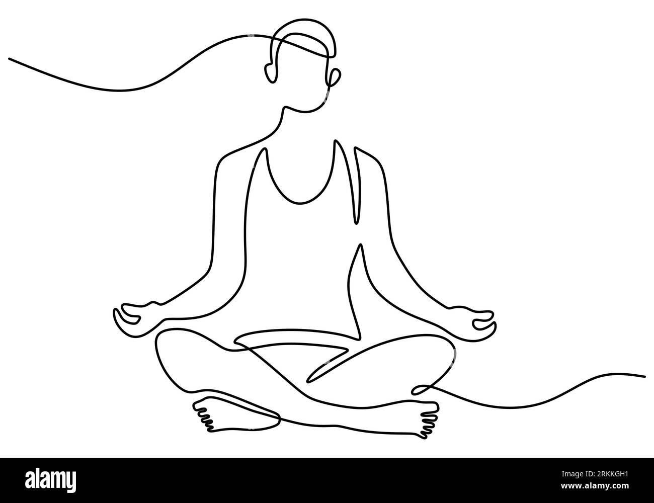 Woman doing yoga exercise in continuous one line drawing. Young lady ...