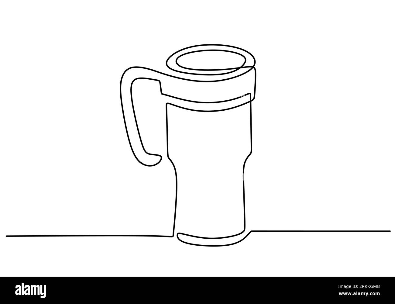 Single continuous line drawing of a coffee tumblr isolated on white ...