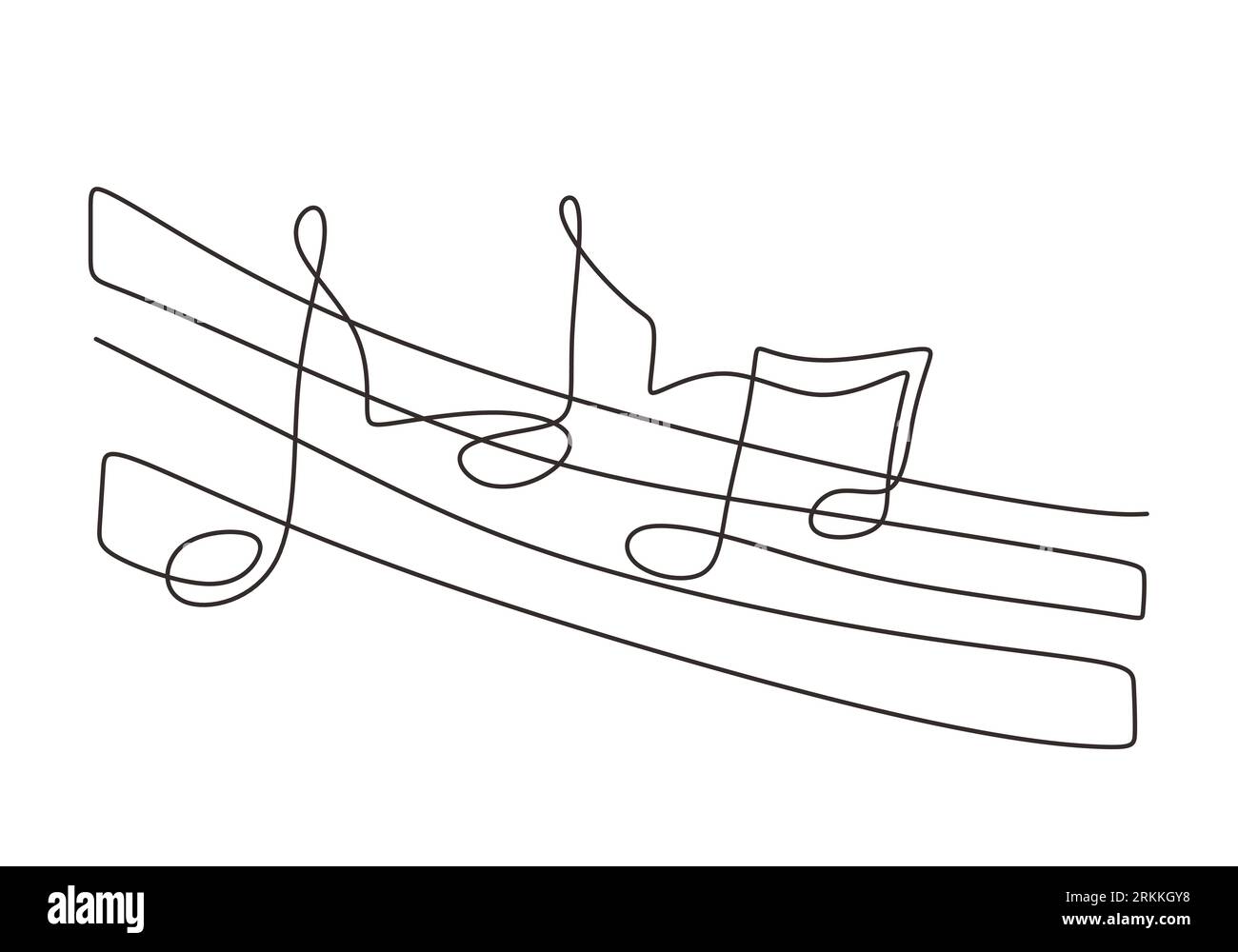 One continuous line art drawing music note vector illustration. A sign ...