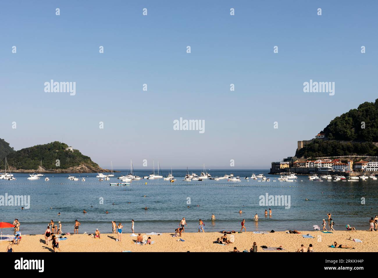 People on La Concha beach in San Sebastian, Spain Stock Photo - Alamy