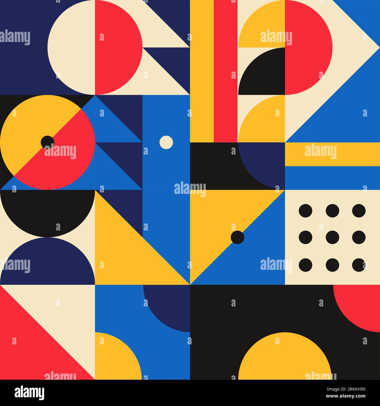 Abstract geometric mural colorful seamless pattern in Bauhaus style ...