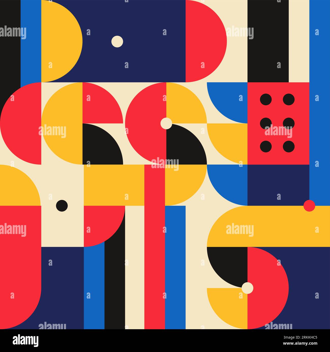 Abstract geometric mural colorful seamless pattern in Bauhaus style ...