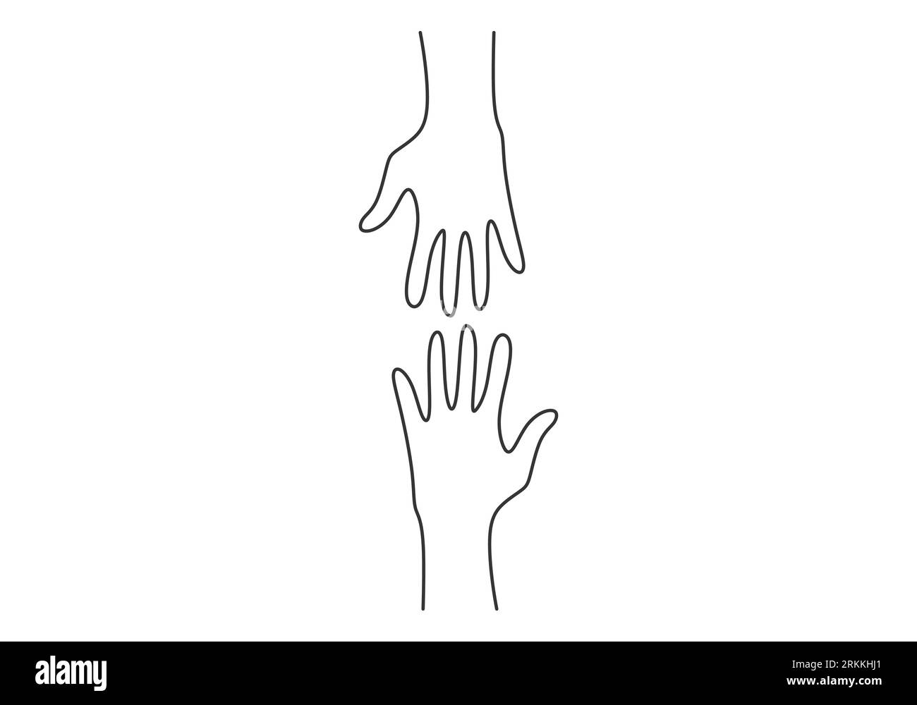 Continuous line drawing of two hands barely touching one another ...