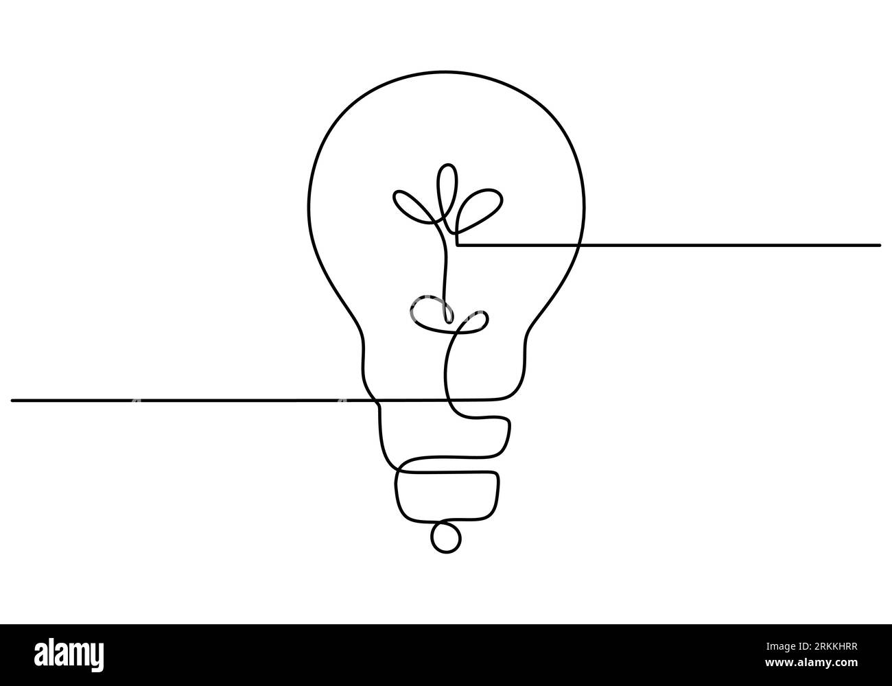 Continuous one line drawing of electric light bulb isolated on white ...