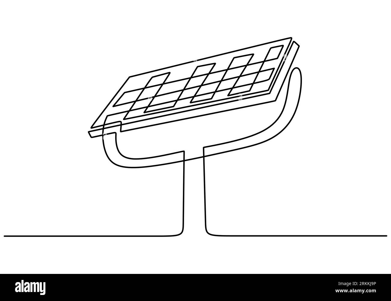 One continuous drawn single art line doodle sketch solar panel battery ...
