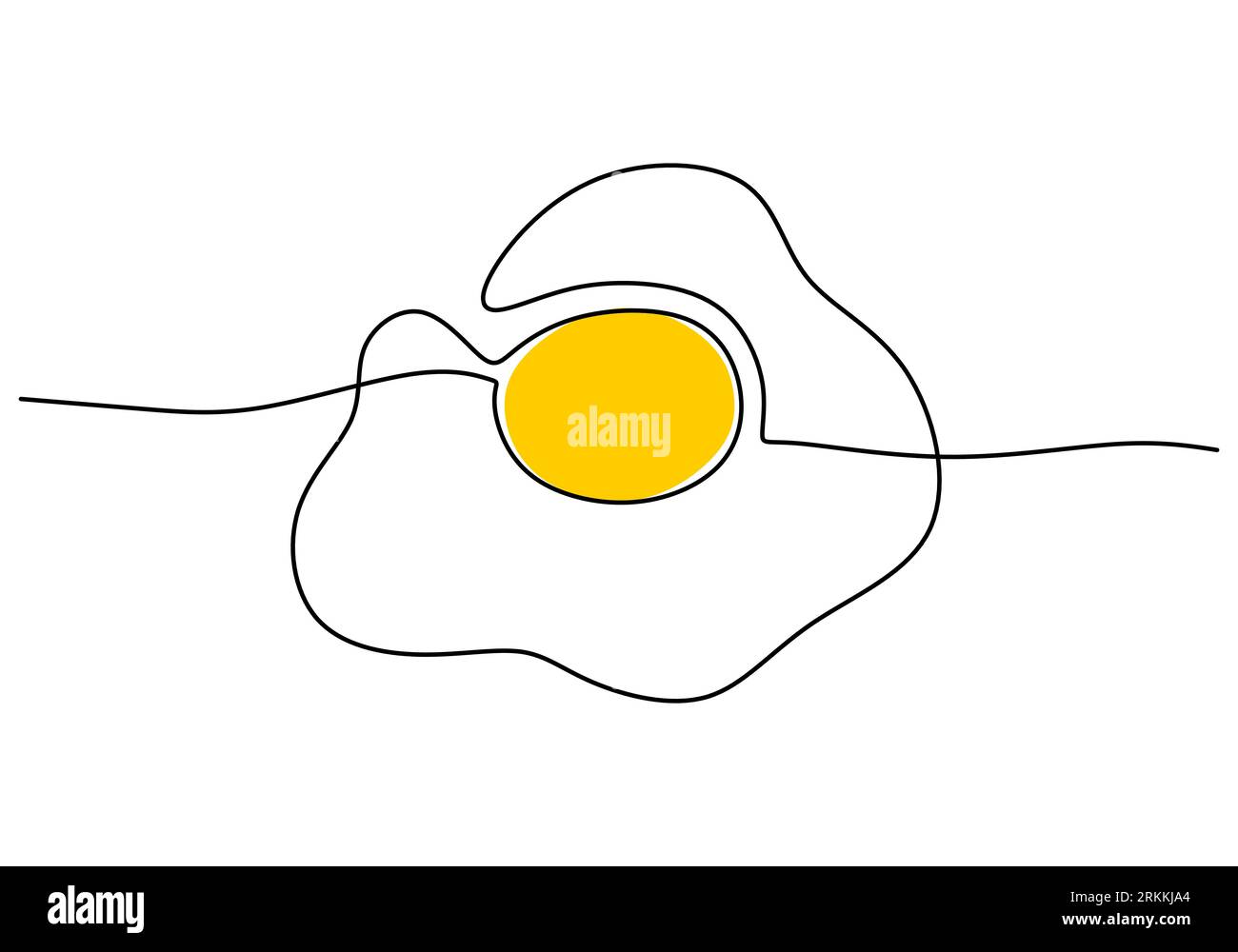 Continuous line drawing of egg. Sunny side up egg hand drawn one line ...